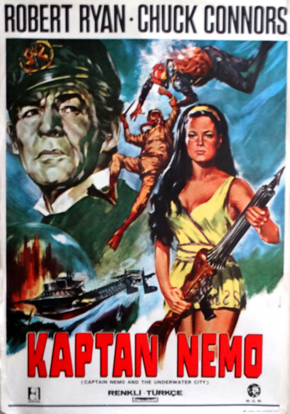 Captain Nemo and the Underwater City. 1969 Original 27.5x39.5 Movie ...