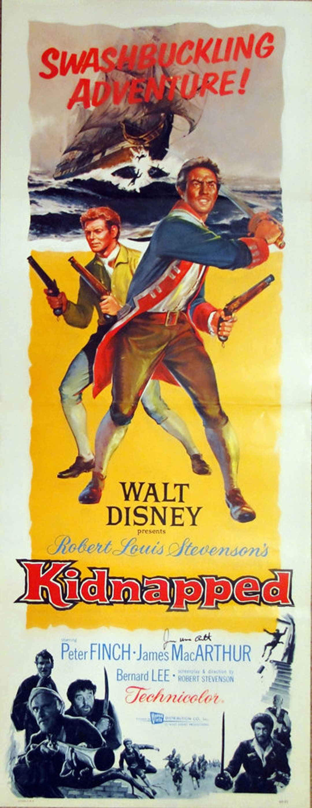 Kidnapped. 1960 Original 14" X 36" US Movie Poster. Peter Finch, James ...