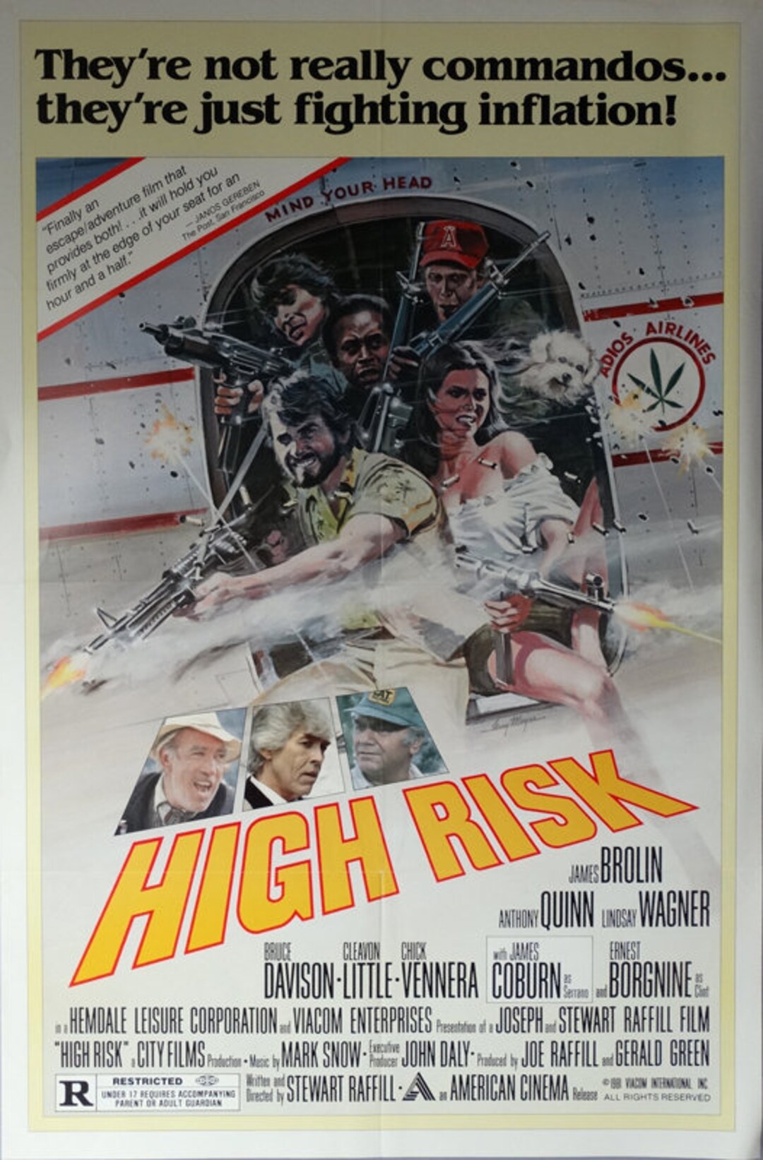 High Risk. Original 1981 US 27"x41" Movie Poster. James Brolin, Anthony ...