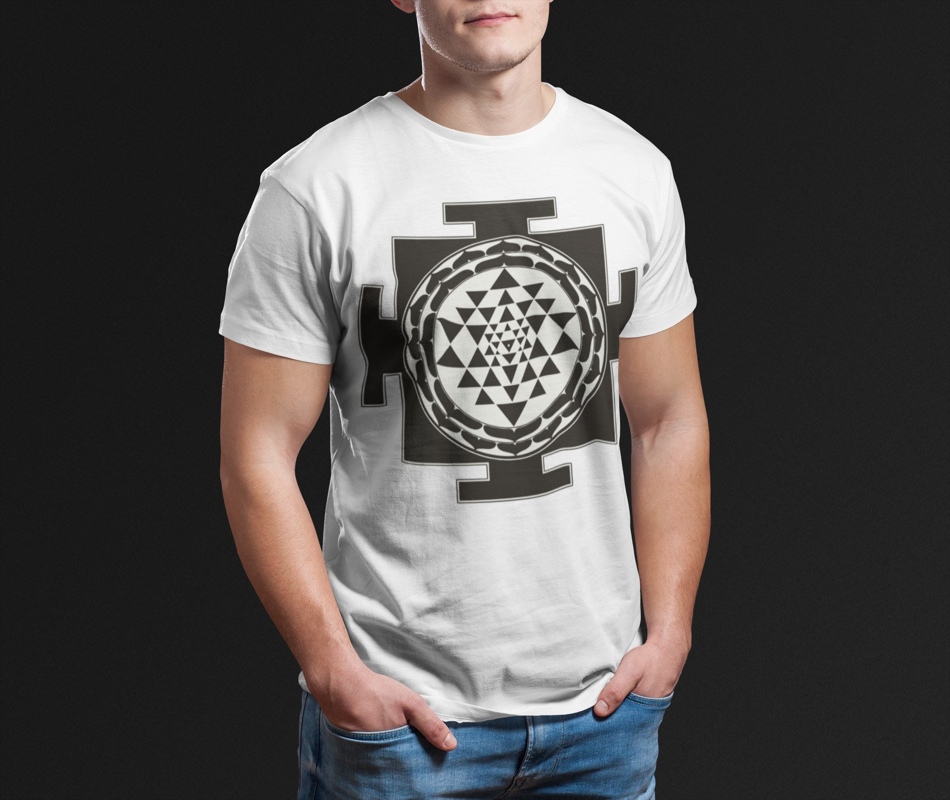 Sri Yantra Mens T Shirt - Mongo Arts Sacred Geometry Shirt