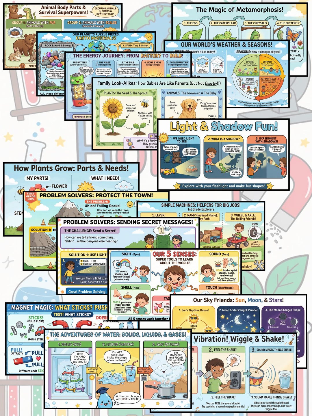 First Grade Science Posters | Homeschool Learning, Set of 16 (digital ...