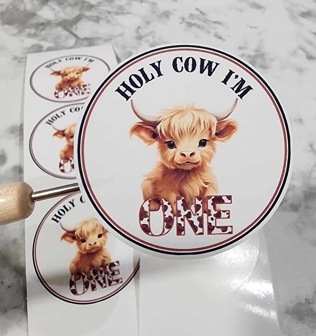 Highland Cow Sticker Labels Favor Bag Stickers Round Labels Cow ...