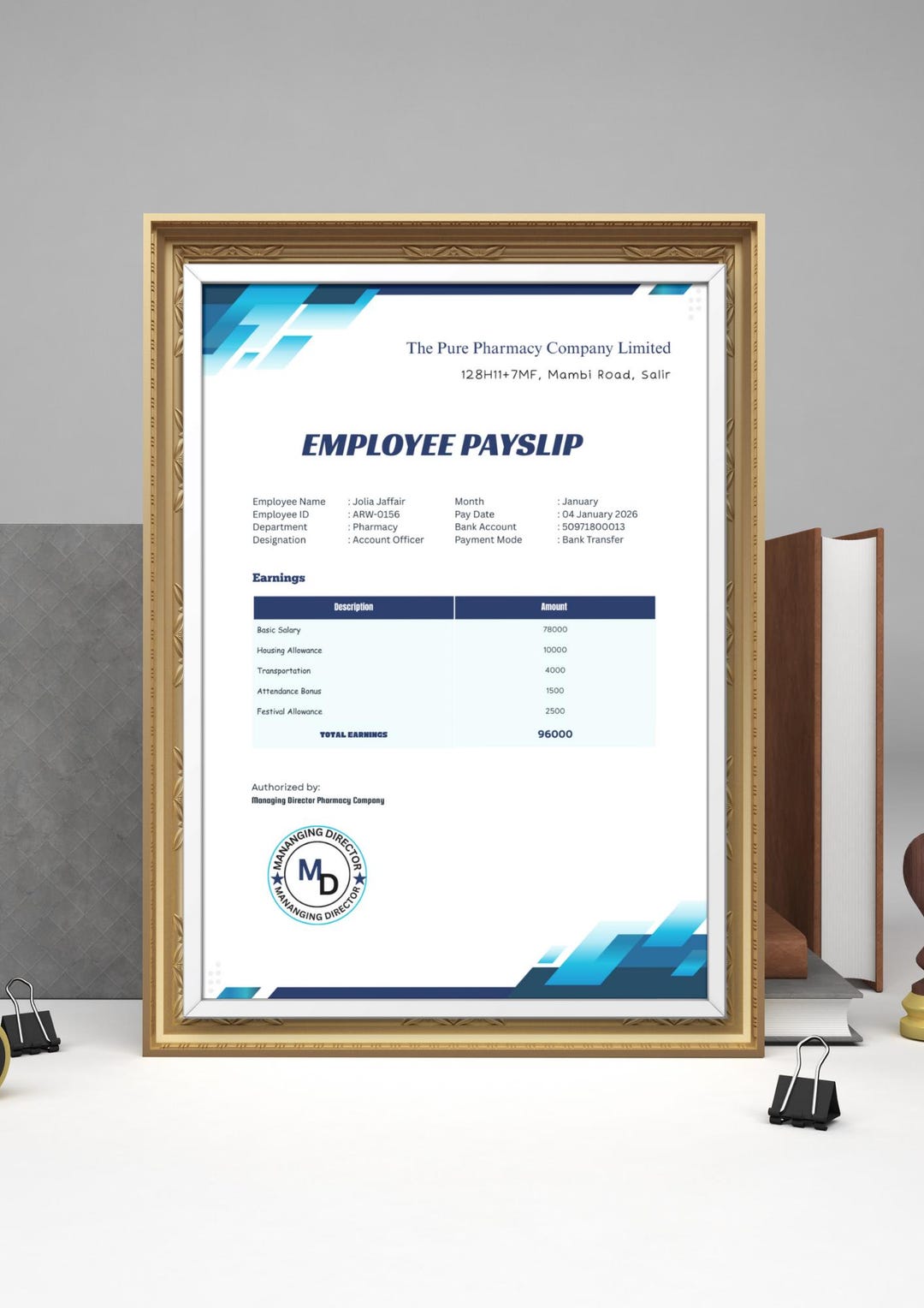 Editable Employee Payslip Template | Printable Payroll PDF | Canva HR ...