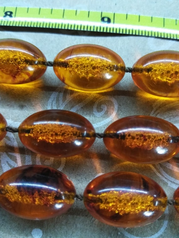 Amber Lucite Beads/Flapper Necklace - Gem