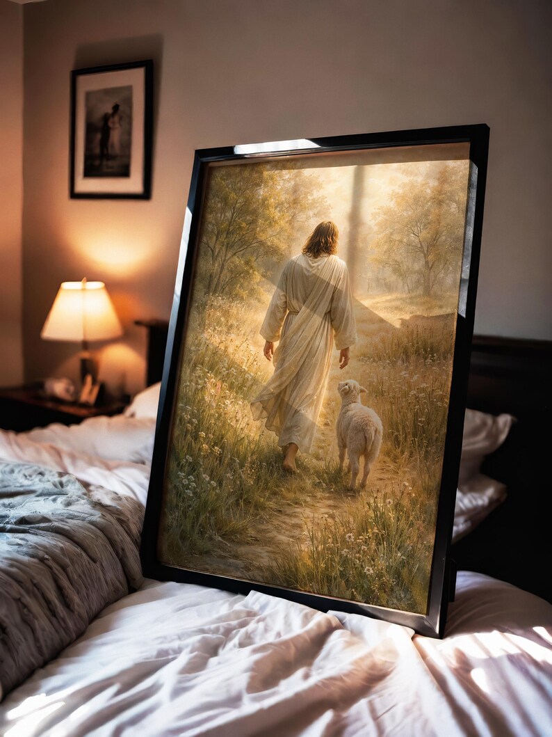 Jesus the Good Shepherd, Vintage Christian Wall Art: Faith Illustration ...