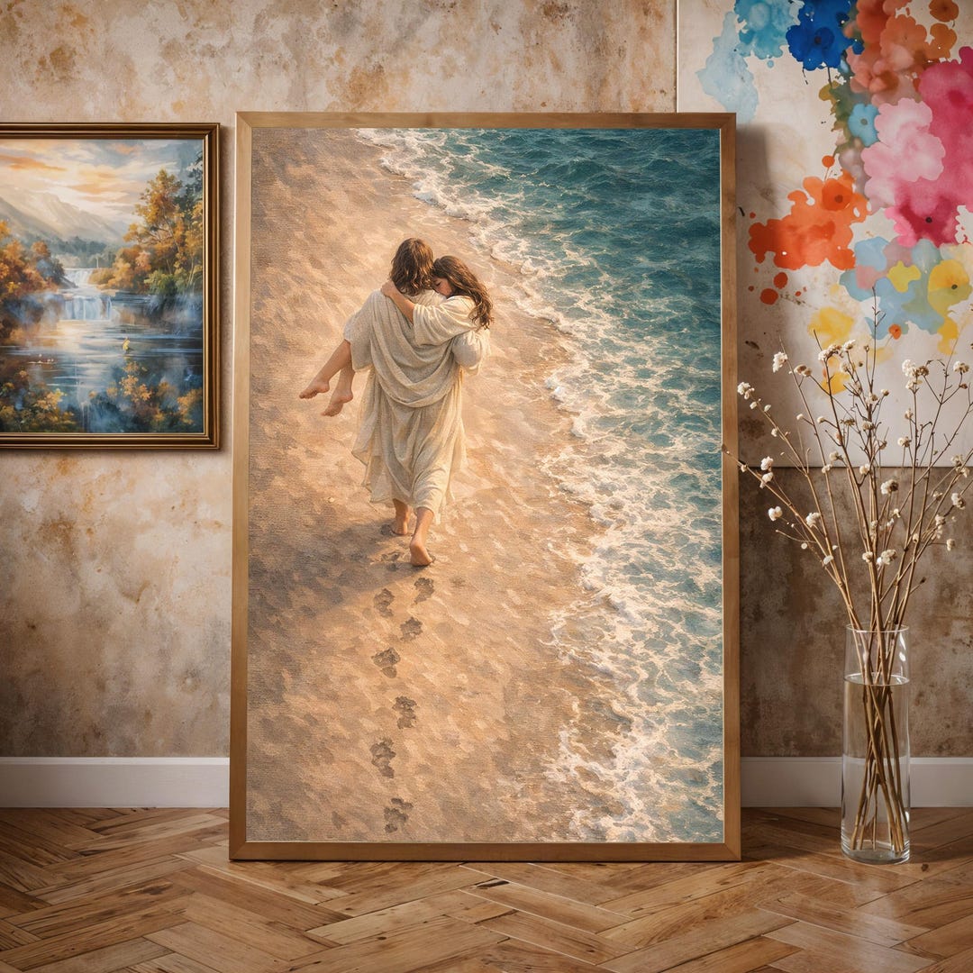 Jesus Carrying Child Wall Art, Comforting Christian Printable, Faith ...