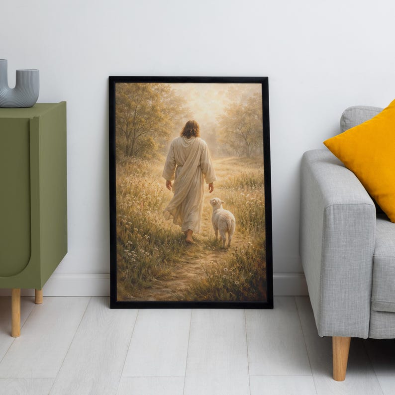 Jesus the Good Shepherd, Vintage Christian Wall Art: Faith Illustration ...