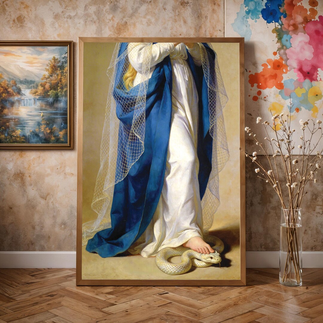 Virgin Mary Crushes Serpent Wall Art: Immaculate Conception Catholic ...