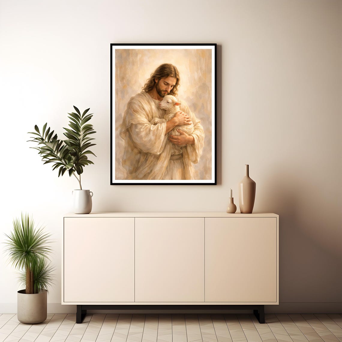 Jesus the Good Shepherd, Vintage Christian Wall Art: Faith Artwork ...