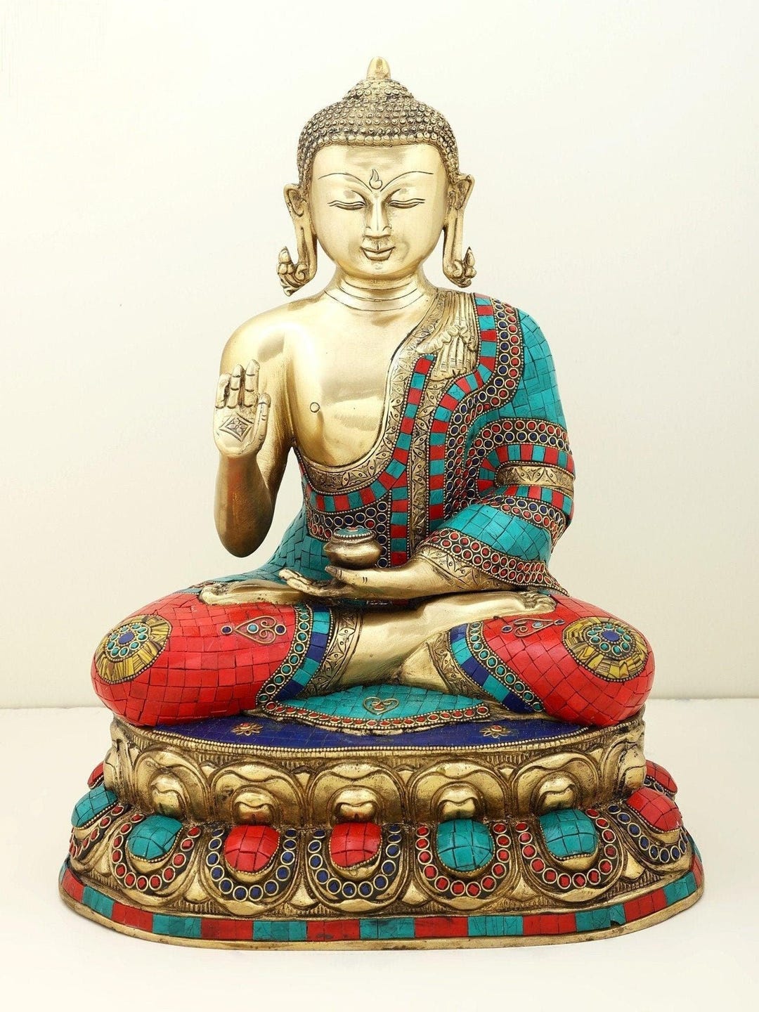 18" Gautam Buddha Preaching His Dharma | Brass With Inlay Work Buddha ...