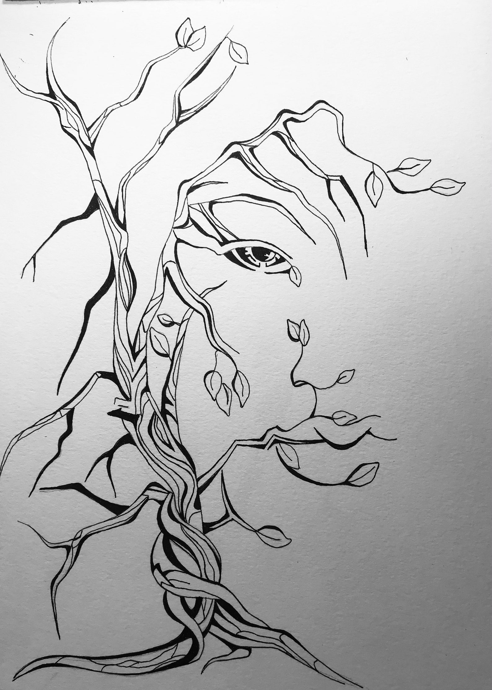 Mother Earth Drawing, Woman, Nature, Pen, Gifts, Home Decor, Oregon ...