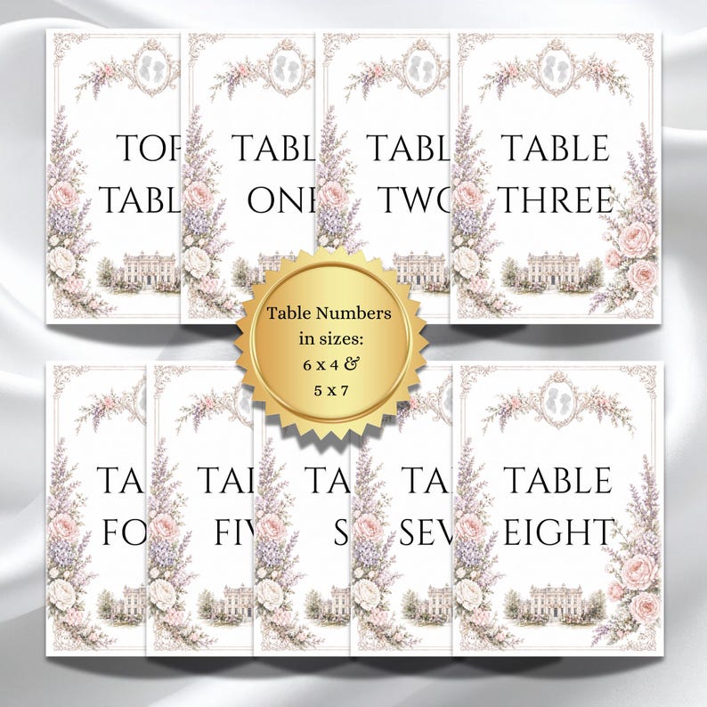 Regency Era Romantic Wedding Stationery Bundle, Floral Pastel Wedding ...