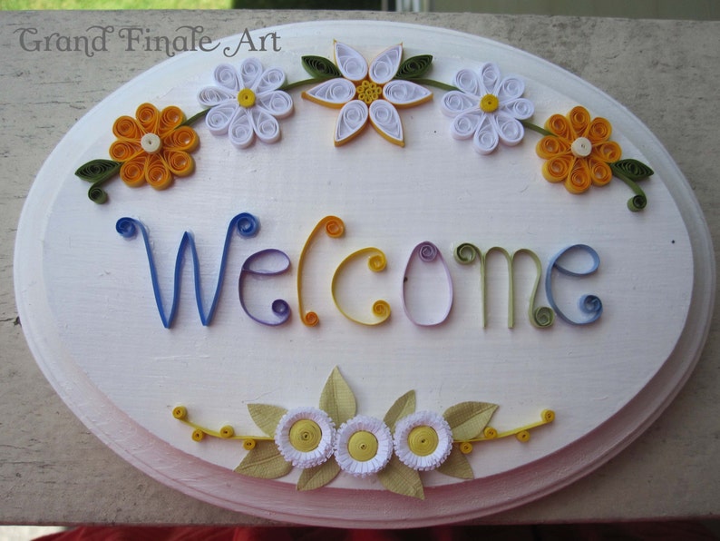 Paper Quilled Welcome Sign Decor on Wood Plaque - Etsy