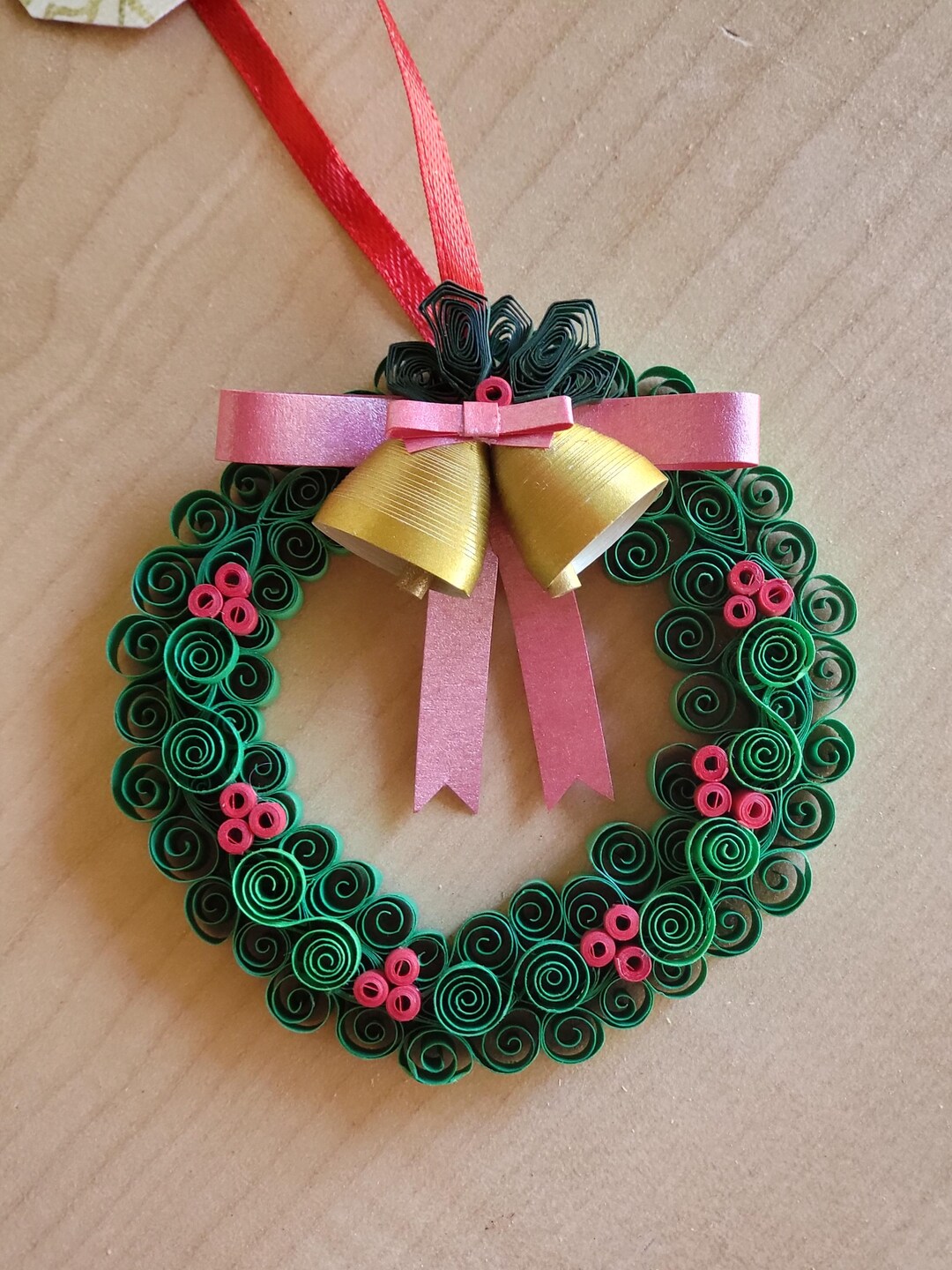 Quilled Modern Wreath With Candles Poinsettia Flower & Bow Christmas ...