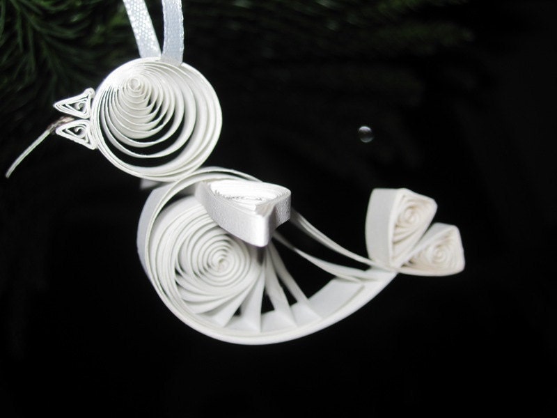 Paper Quilled Peace Dove Religious Christmas Tree Hanging Holiday ...