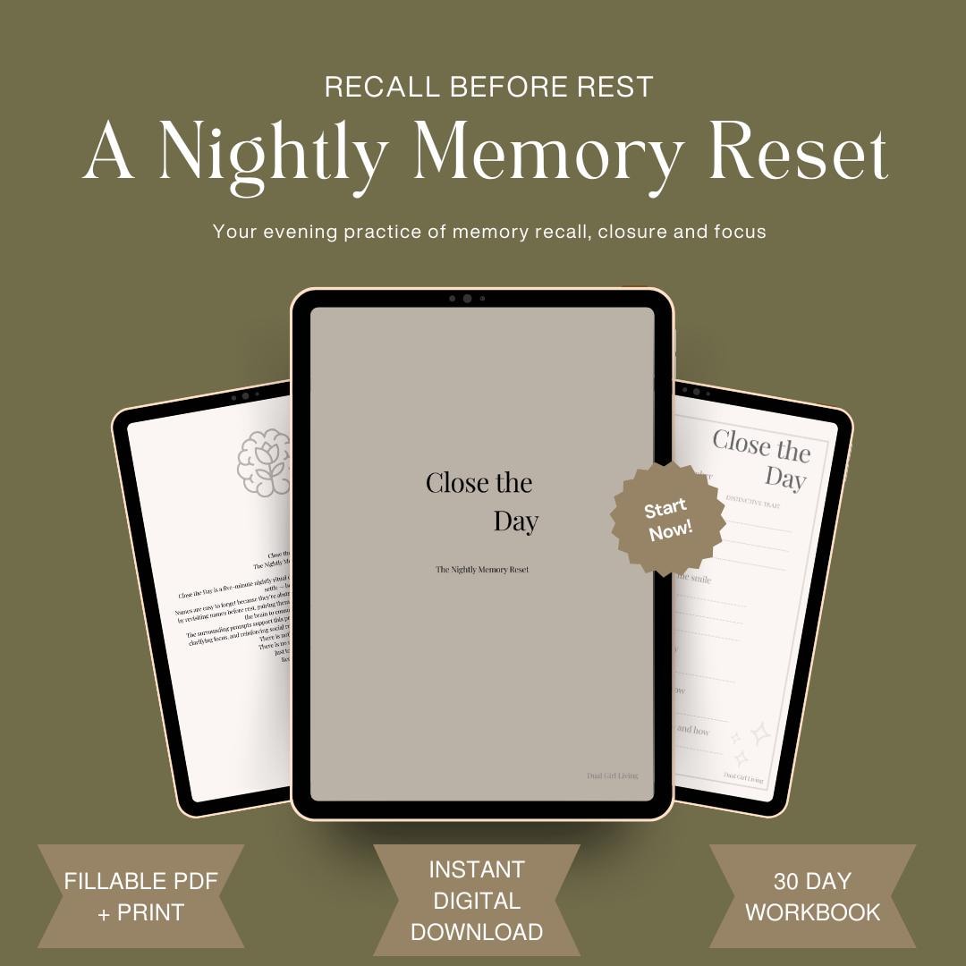 Close the Day – Nightly Memory Reset | 30 Day Name Recall Workbook ...