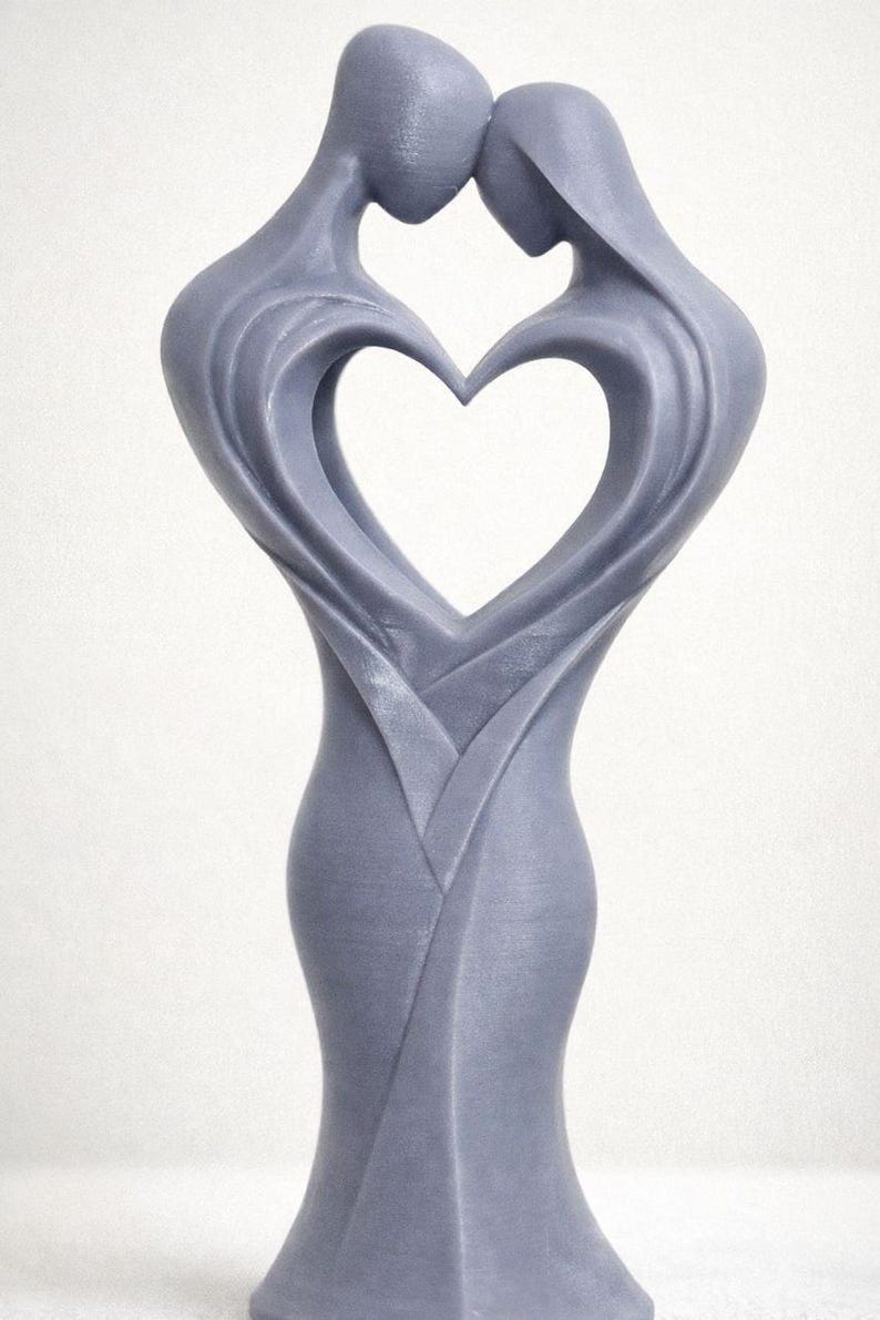 Abstract Couple Heart Sculpture STL File – 3D Printable Lovers Statue ...