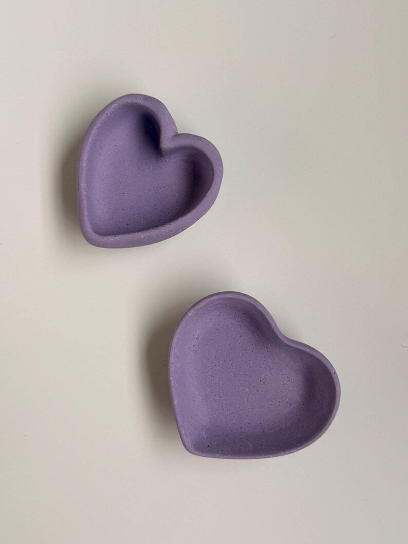 Handmade Polymer Gypsum Heart Container | Purple Jewelry Tray - Etsy