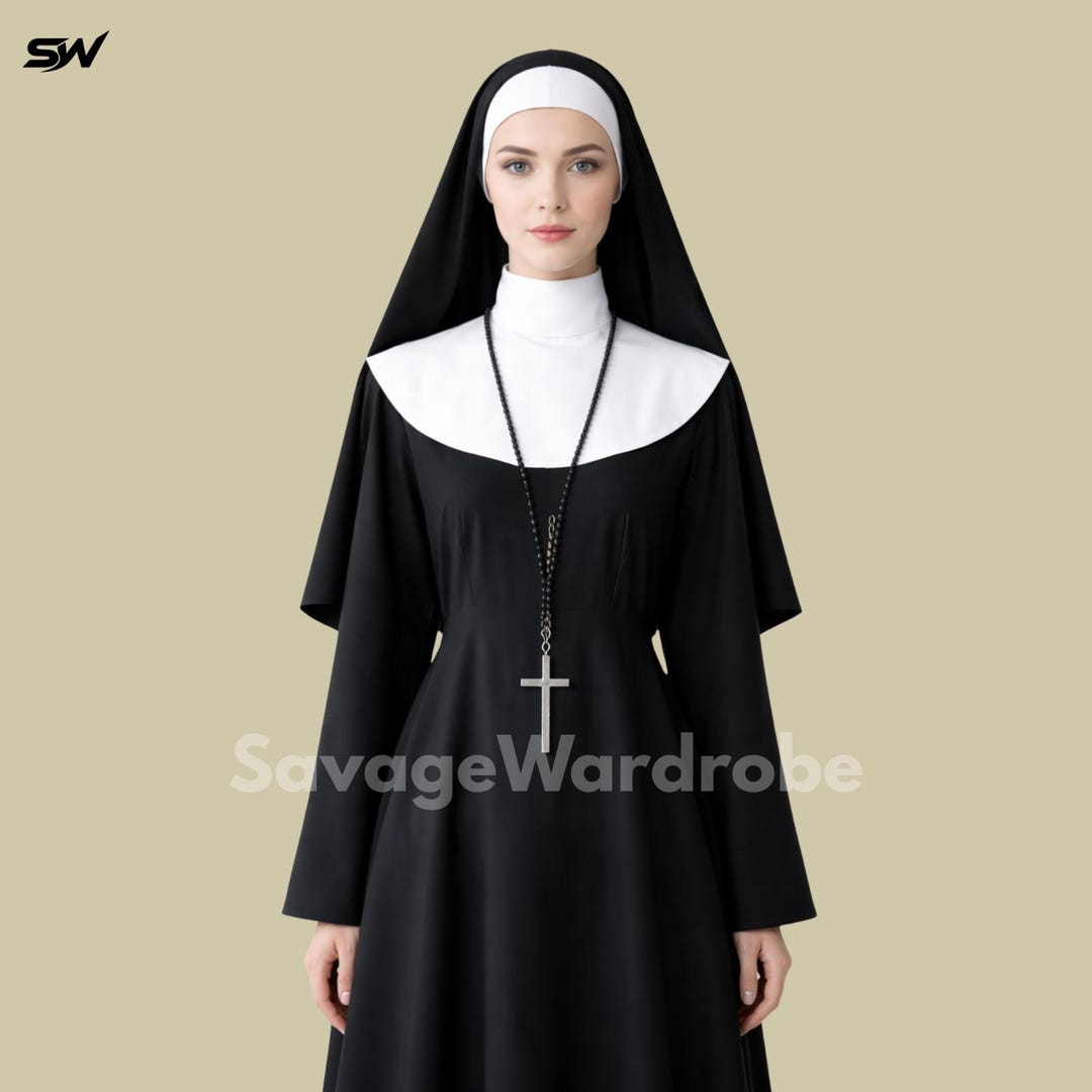 Catholic Nun Habit Full Length | Traditional Black & White Religious ...