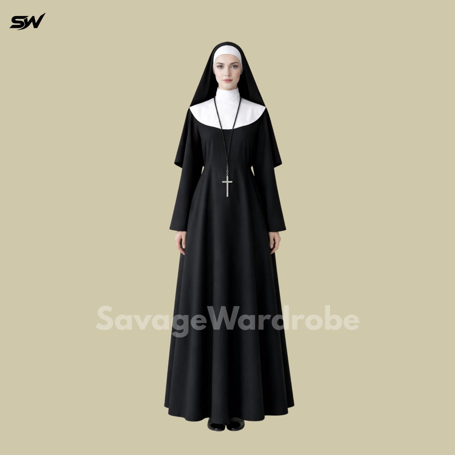 Catholic Nun Habit Full Length | Traditional Black & White Religious ...