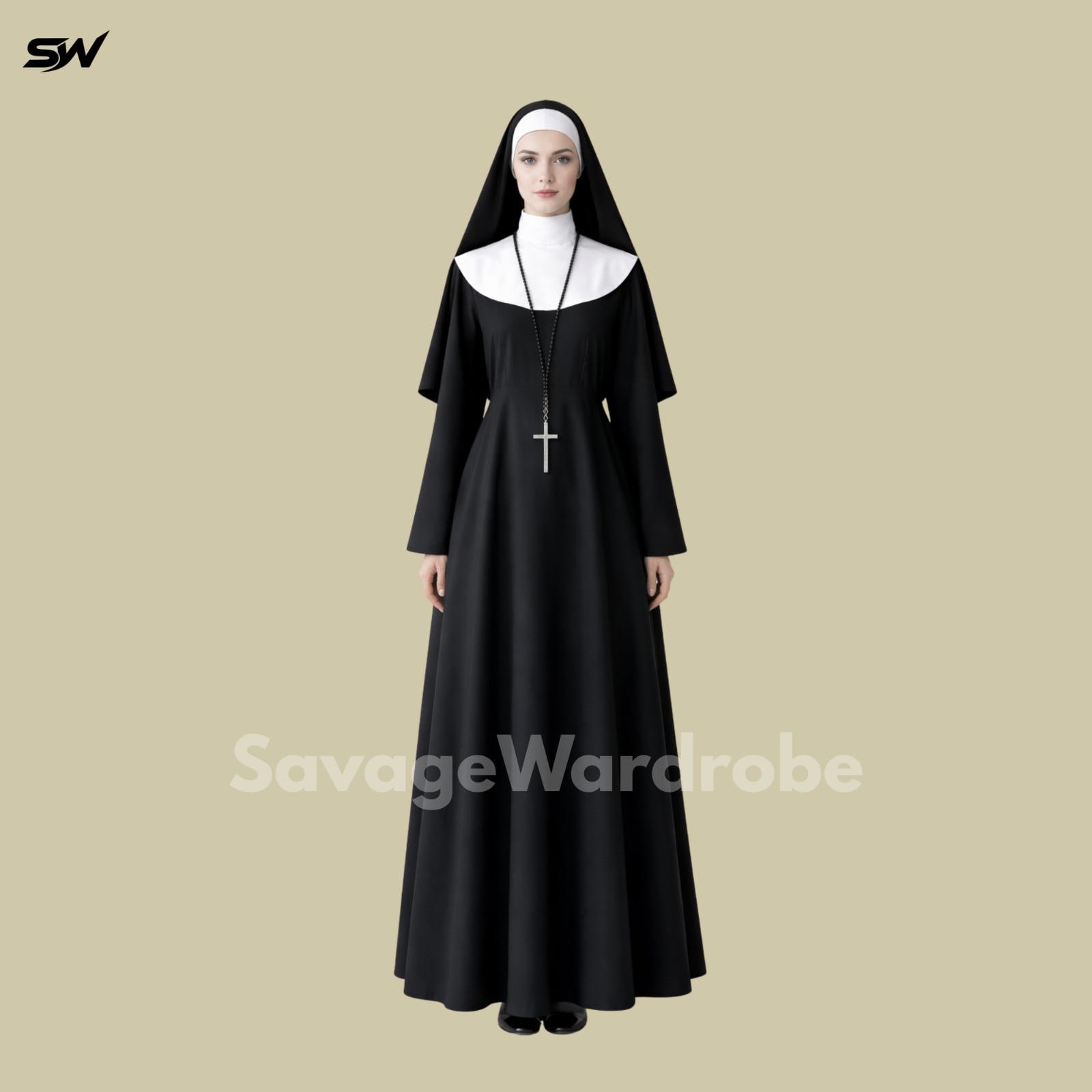 Catholic Nun Habit Full Length | Traditional Black & White Religious ...