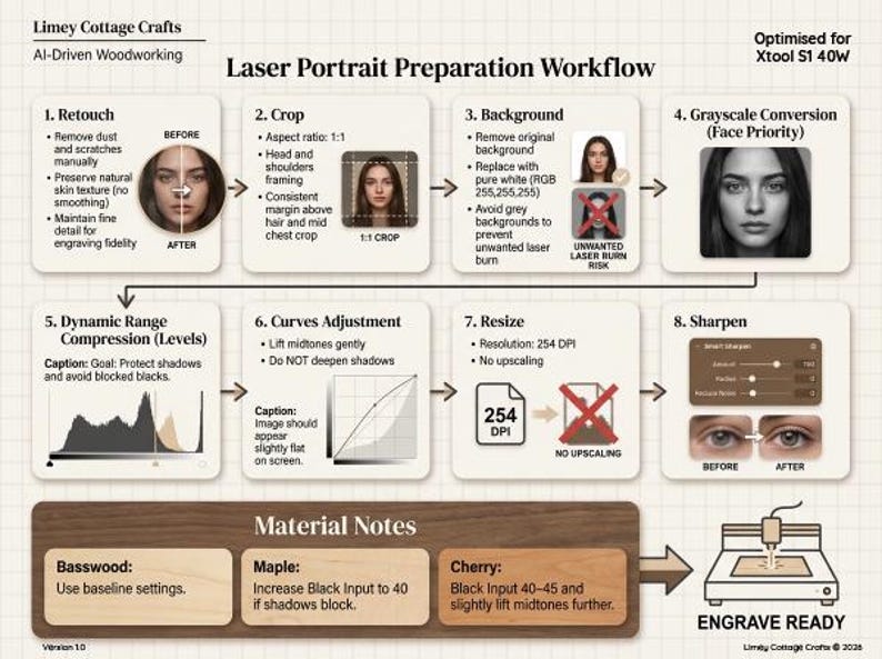 Laser Portrait Photoshop Workflow Guide | Photo Prep for Wood Engraving ...