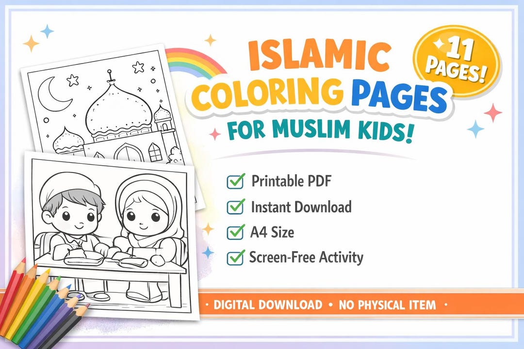 Islamic Coloring Pages for Muslim Kids | Printable PDF Activity Sheets ...