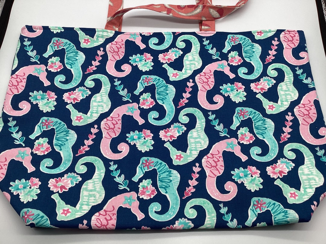 Reusable Large Shopping Tote, Ocean Sea Horses and Ocean Life Bag - Etsy