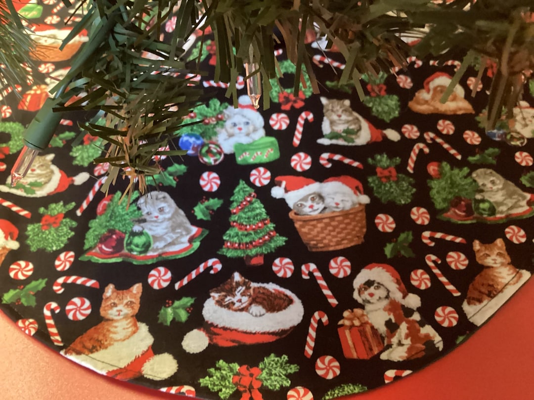 Handmade Christmas Holiday Tree Skirts Cats Kittens 20" and 35" in ...