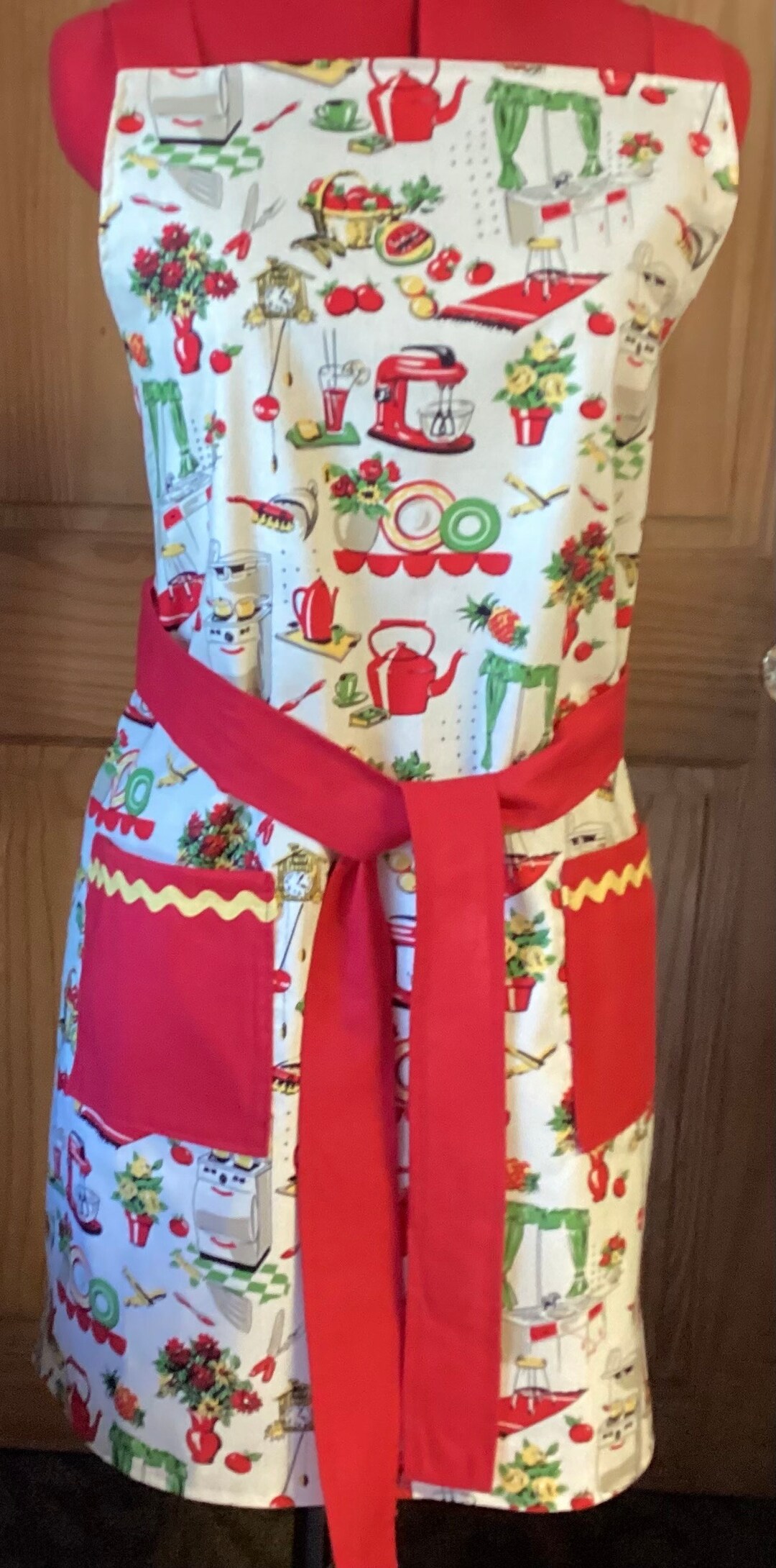 Apron Full Reversible Vintage Pattern, Retro Kitchen 50’s Style ...