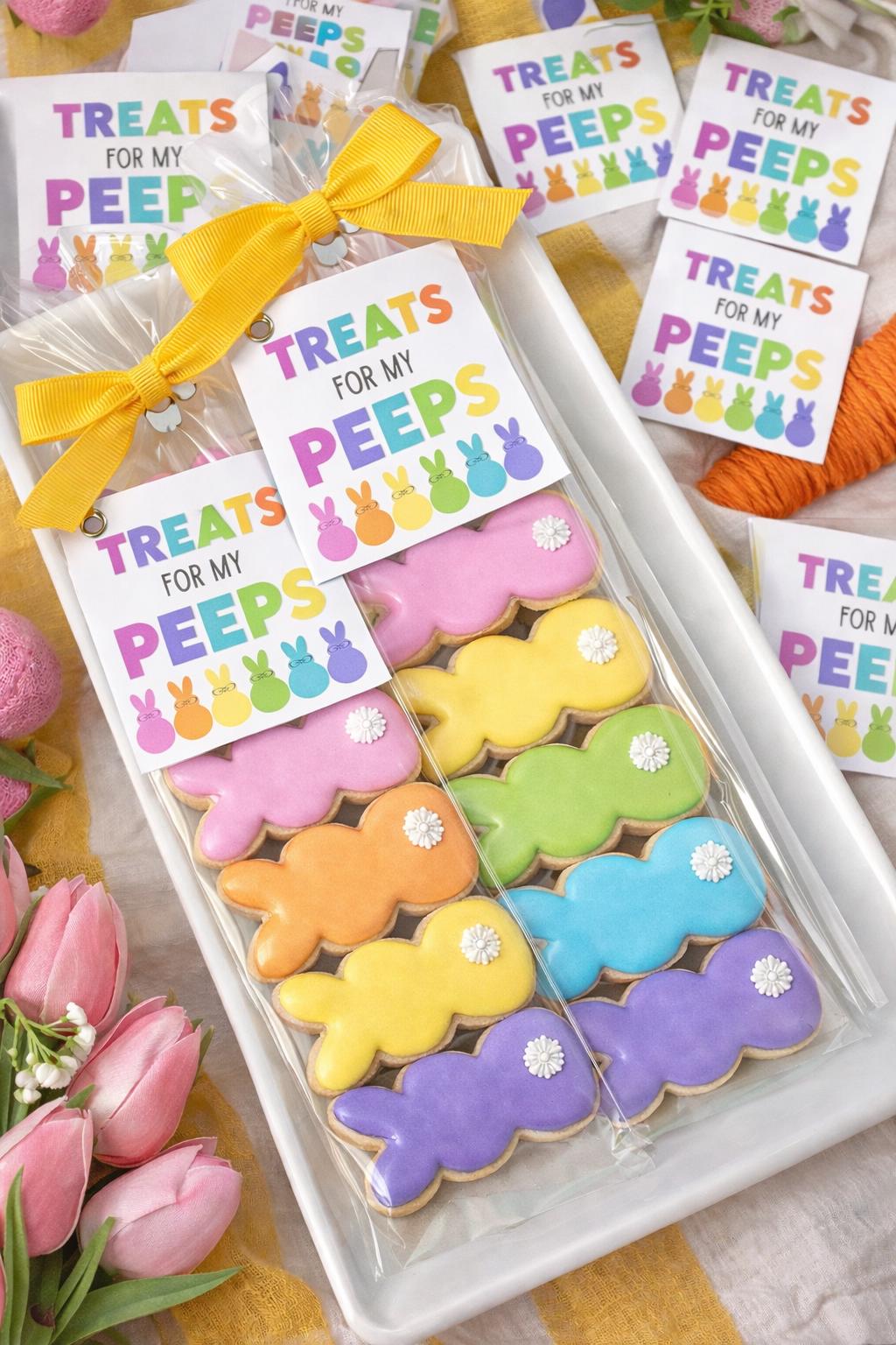 Treats for My Peeps Tags Printable, Easter Favor Cookie Treat Bag Tags ...