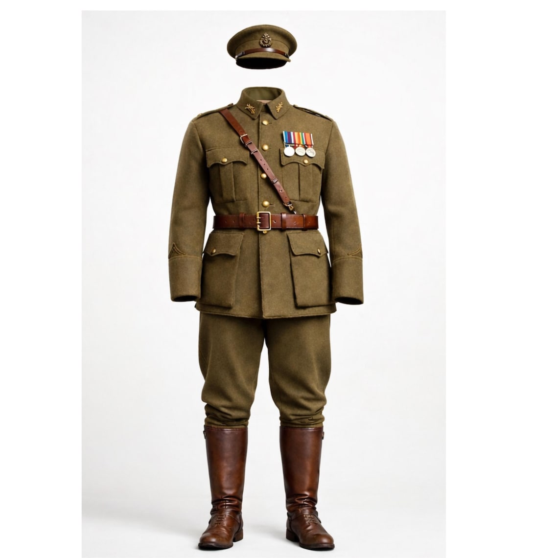 Vintage Military Officer Uniform Set – Historical Army Costume With Cap ...