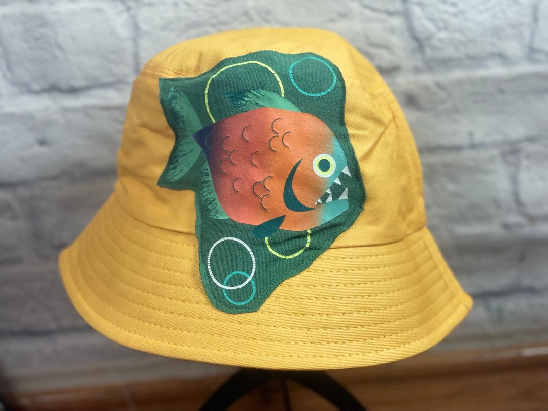 Upcycled Bucket Hat Piranha One Size Fit by S Threads Boutique - Etsy