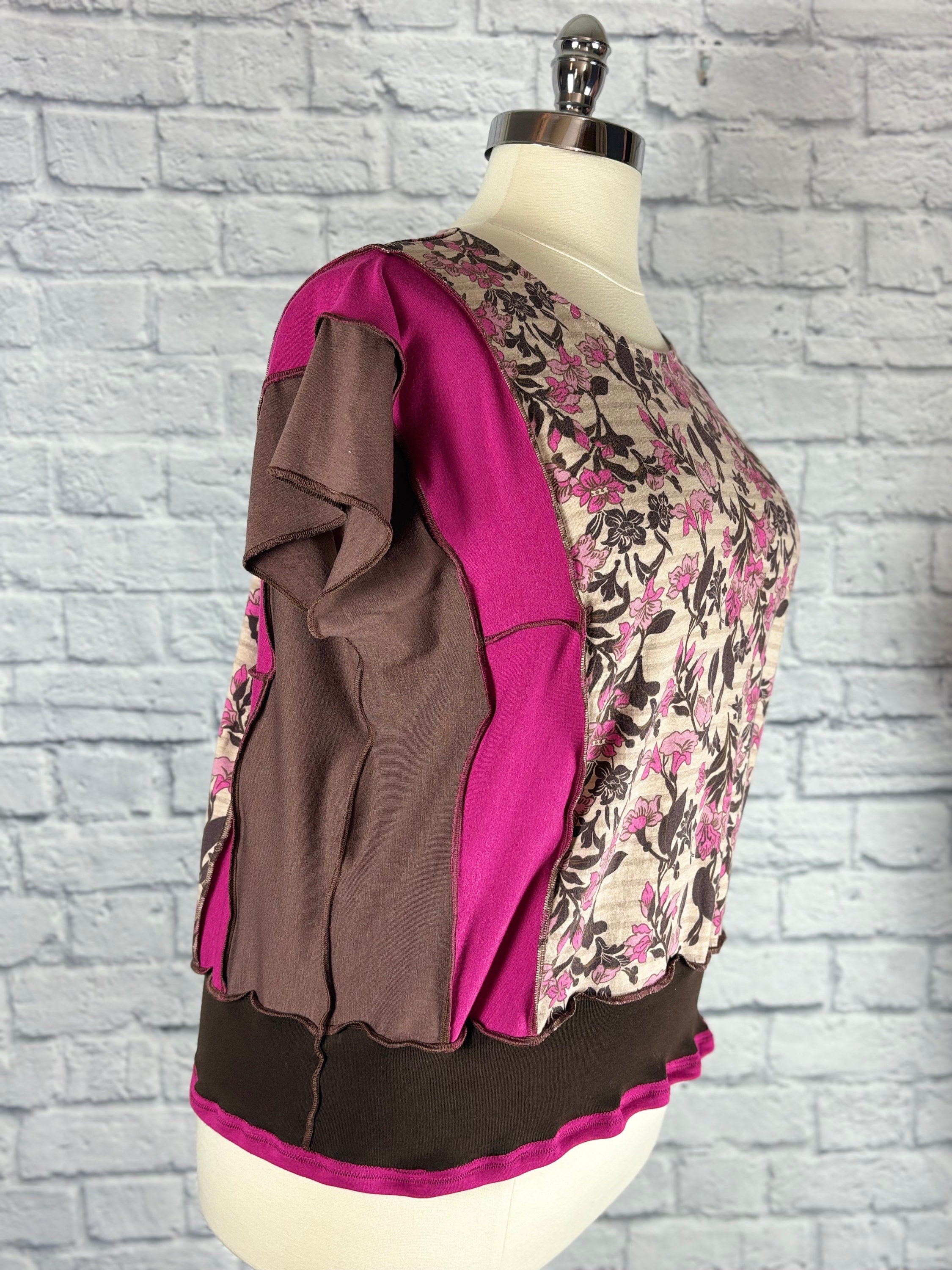Upcycled Pink Trim Butterfly Style Top Stitched With Recycled Patchwork ...