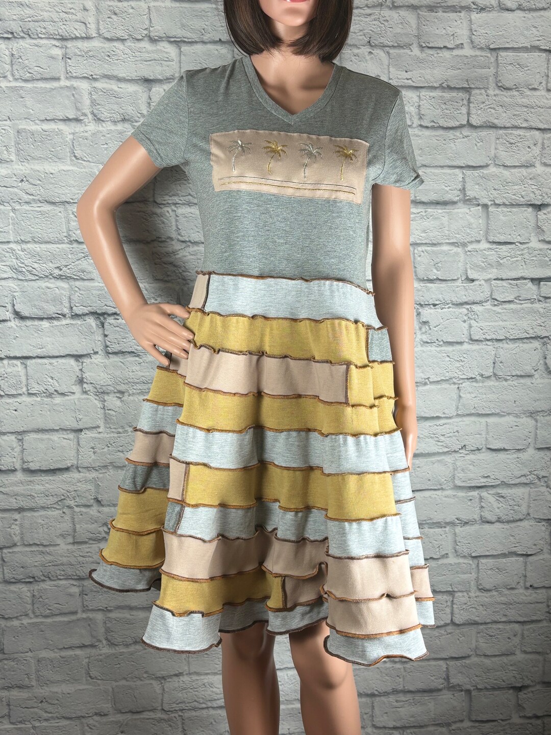 Upcycled Palm Tree Dress Made With Recycled Patchwork One of a Kind ...