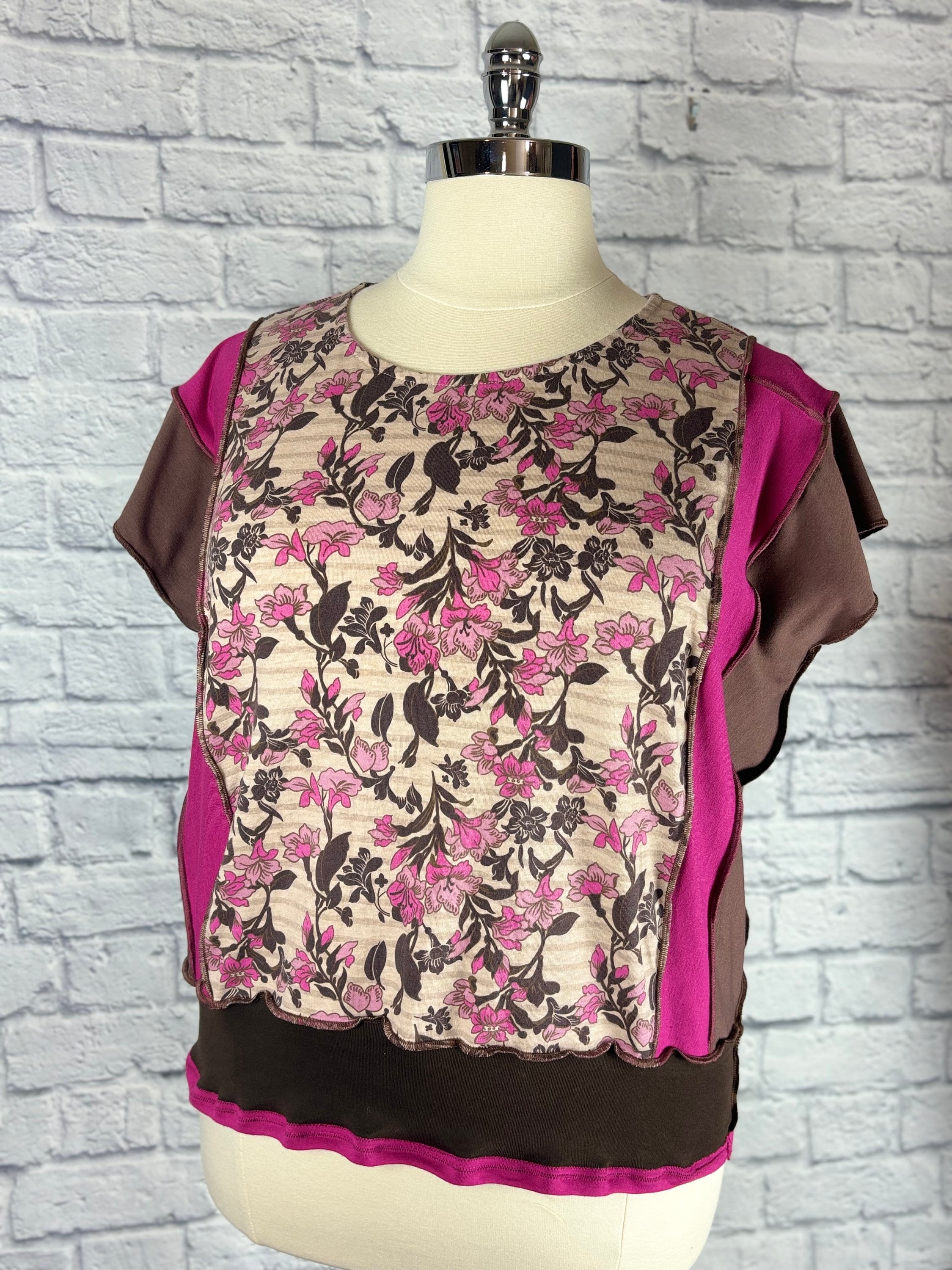 Upcycled Pink Trim Butterfly Style Top Stitched With Recycled Patchwork ...