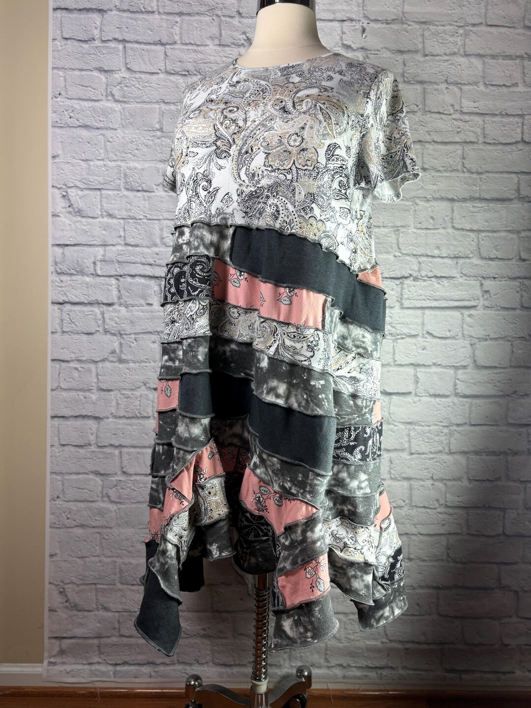Upcycled Spiral Patchwork Dress Made With Recycled Materials One of a ...