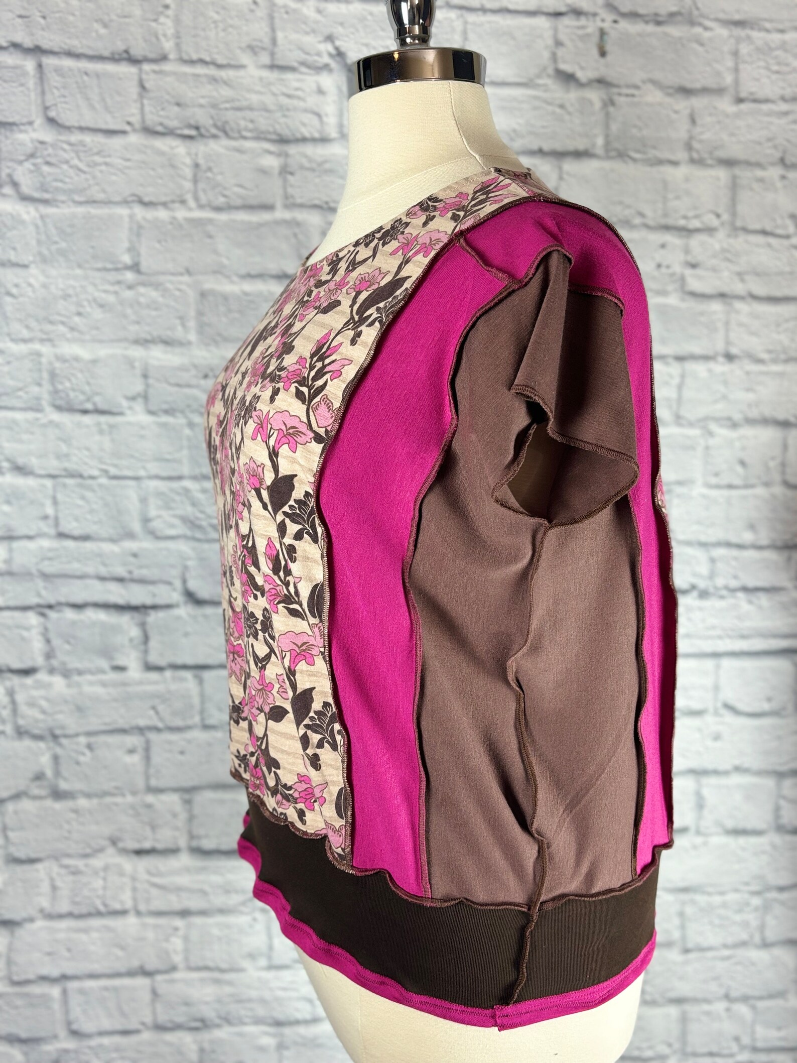 Upcycled Pink Trim Butterfly Style Top Stitched With Recycled Patchwork ...