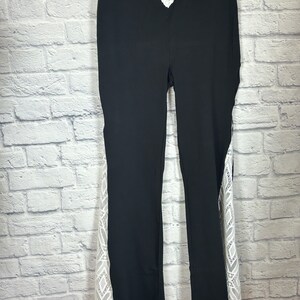 Upcycled Black & White Lace Yoga Patchwork Pants Comfy Size Large Made ...
