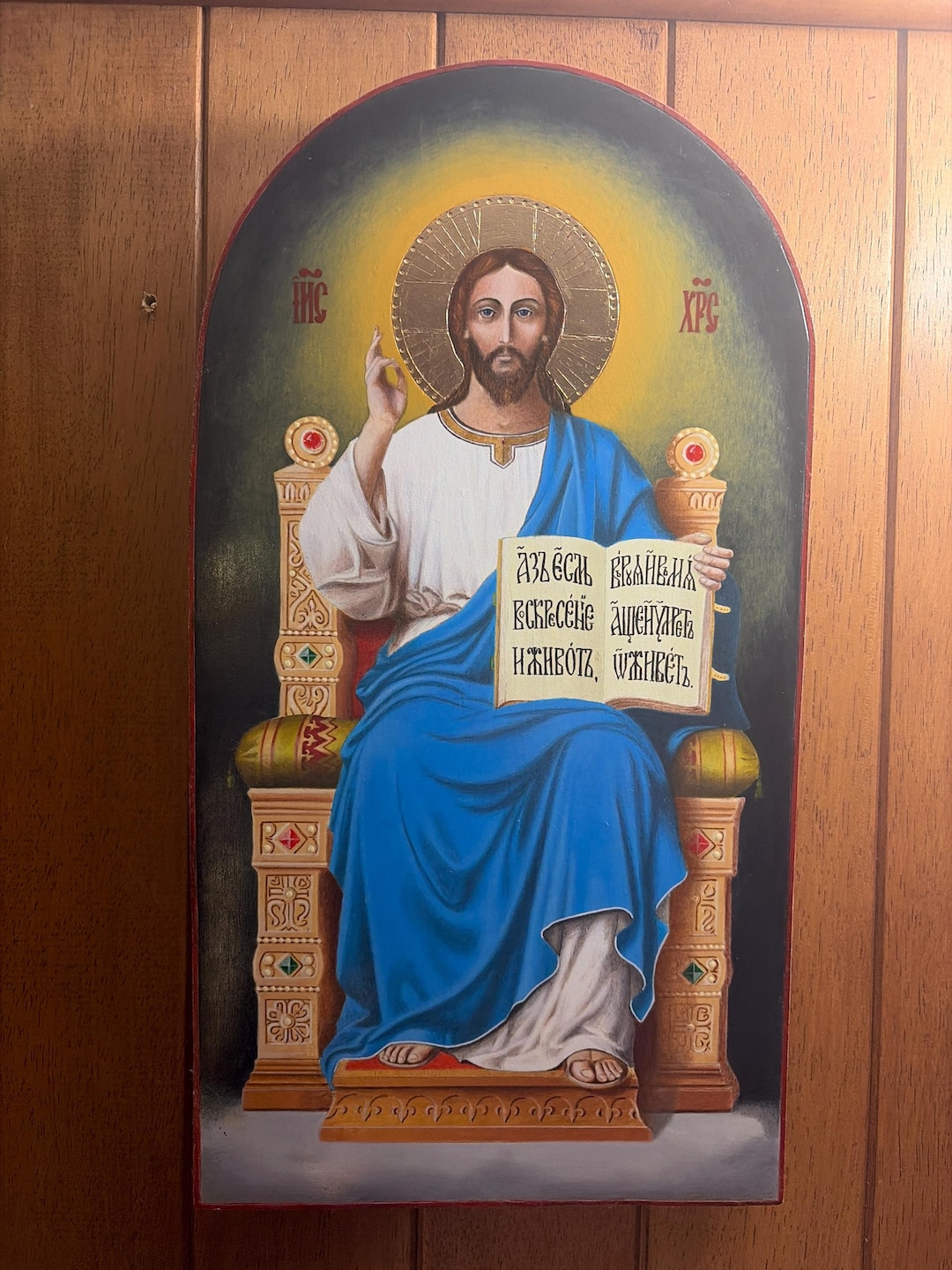 Hand Painted Orthodox Icon of Jesus Christ Enthroned. - Etsy