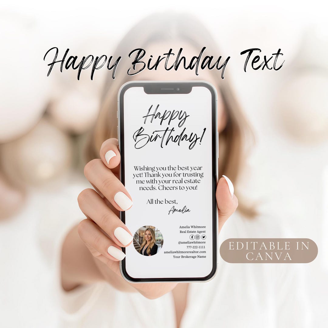 Realtor Birthday Template Digital Canva Editable Design Professional ...