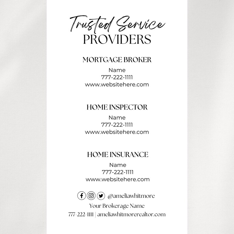 Realtor Vendor Template Canva Editable Flyer Design Black White ...