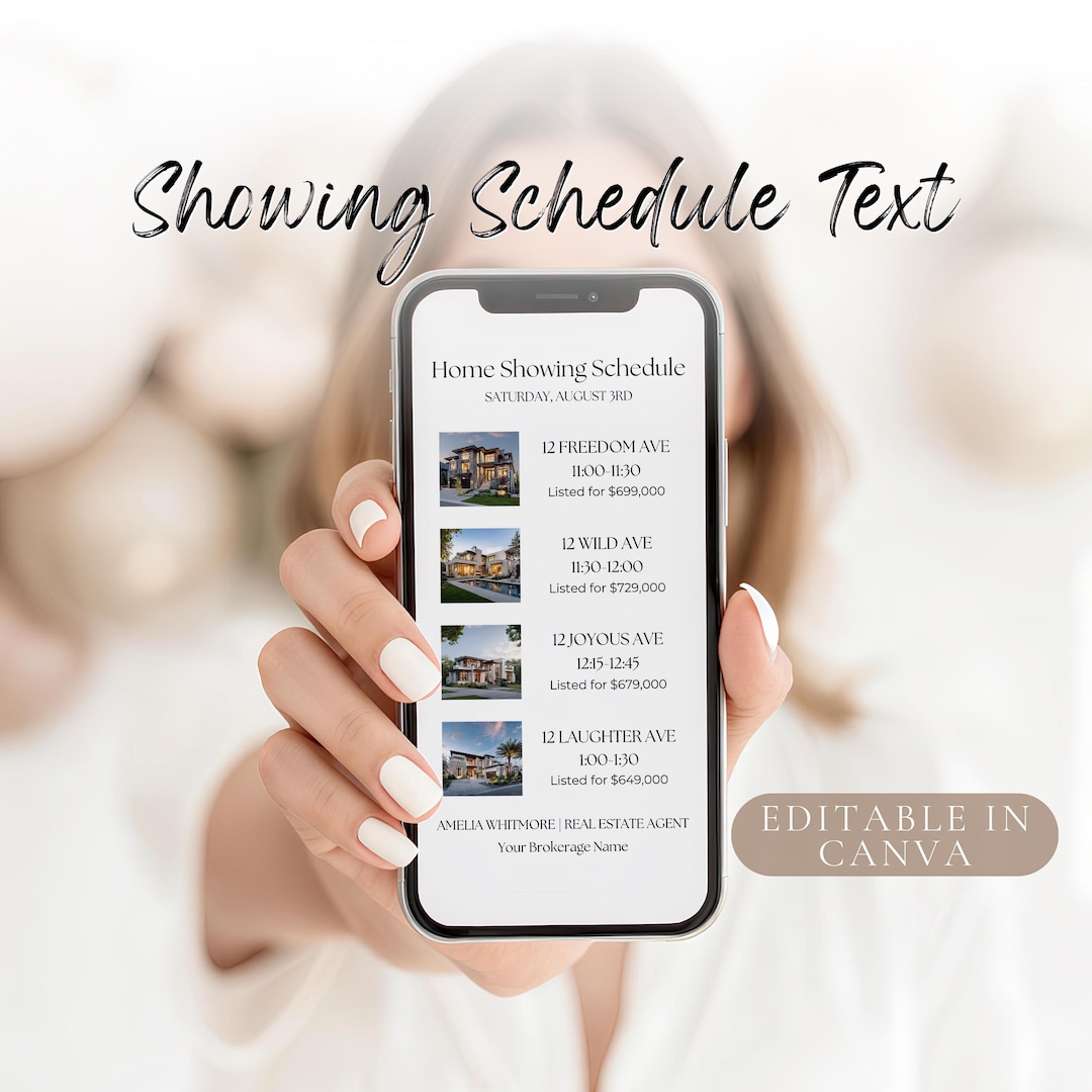 Property Showing Schedule Real Estate Template Digital Download ...