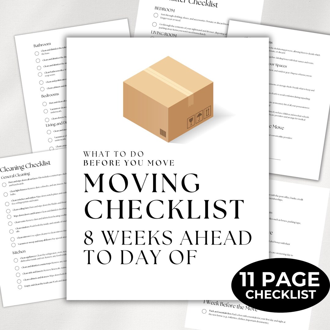 Moving Checklist Pdf Digital Planner Printable Guide Relocation ...