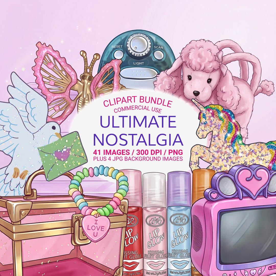 90s Y2K Nostalgia Clipart Bundle, Childhood Toys PNG Pack, Retro ...