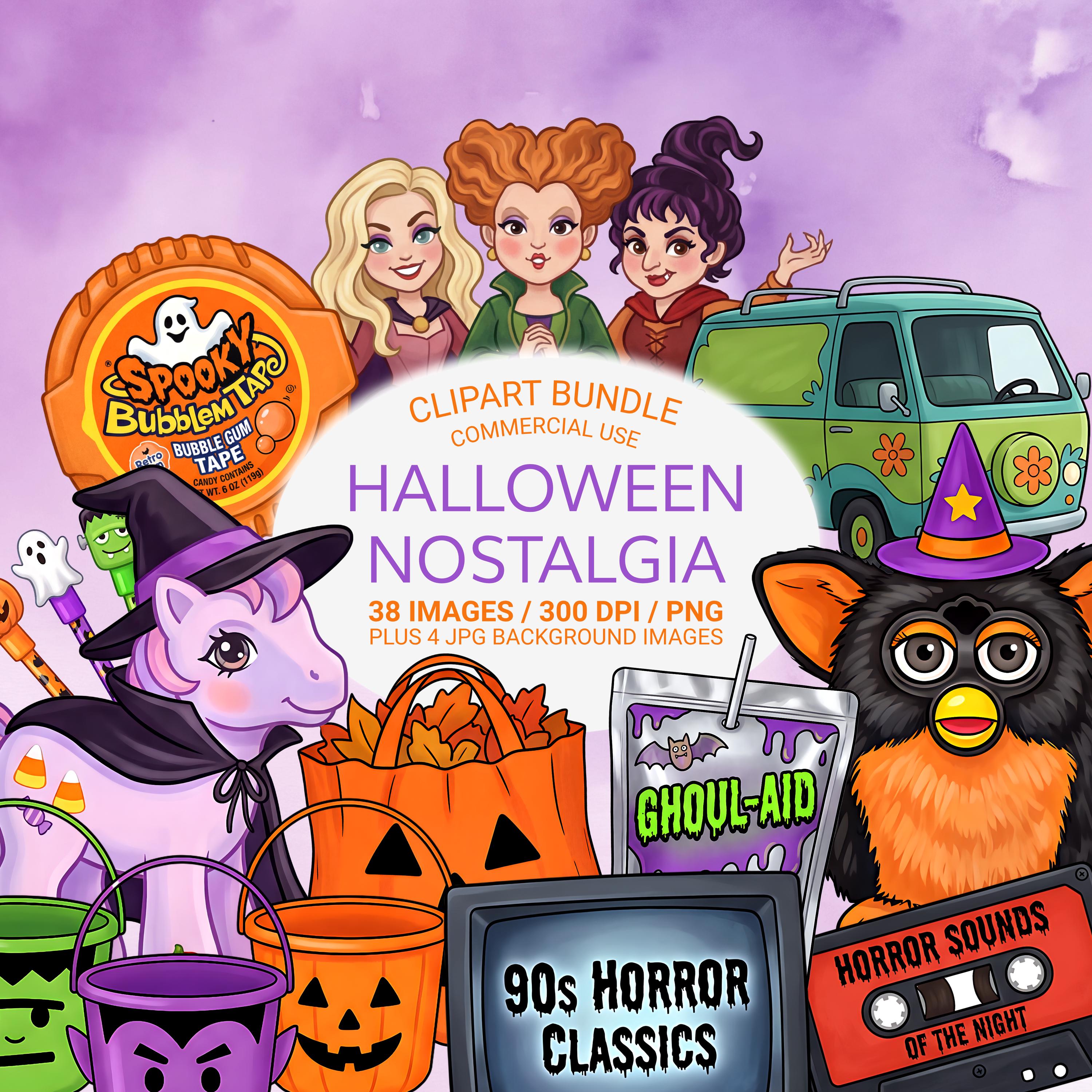 Halloween Clipart Bundle PNG, 90s Halloween Nostalgia Clip Art, Spooky ...