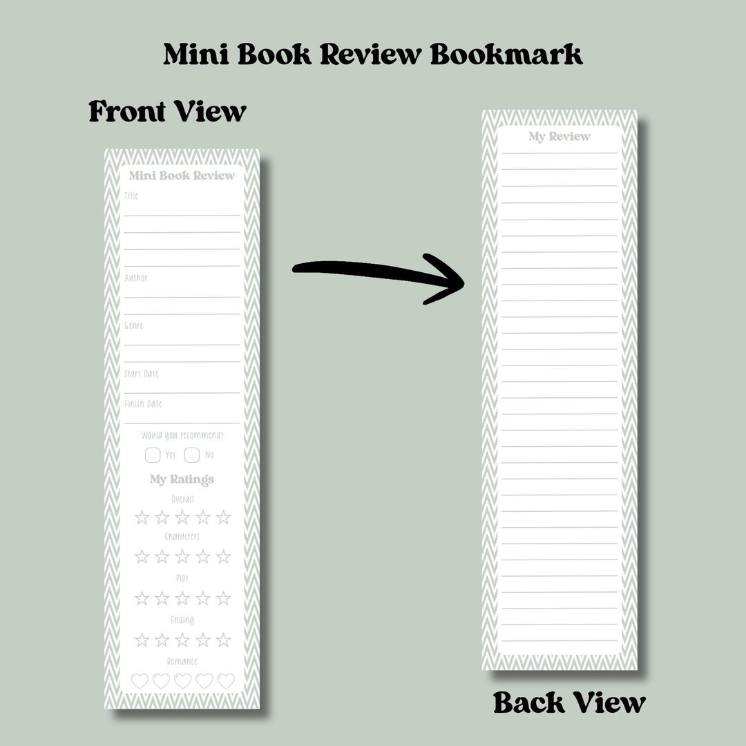 Printable Book Review Bookmark | Digital Reading Tracker | Double-sided ...