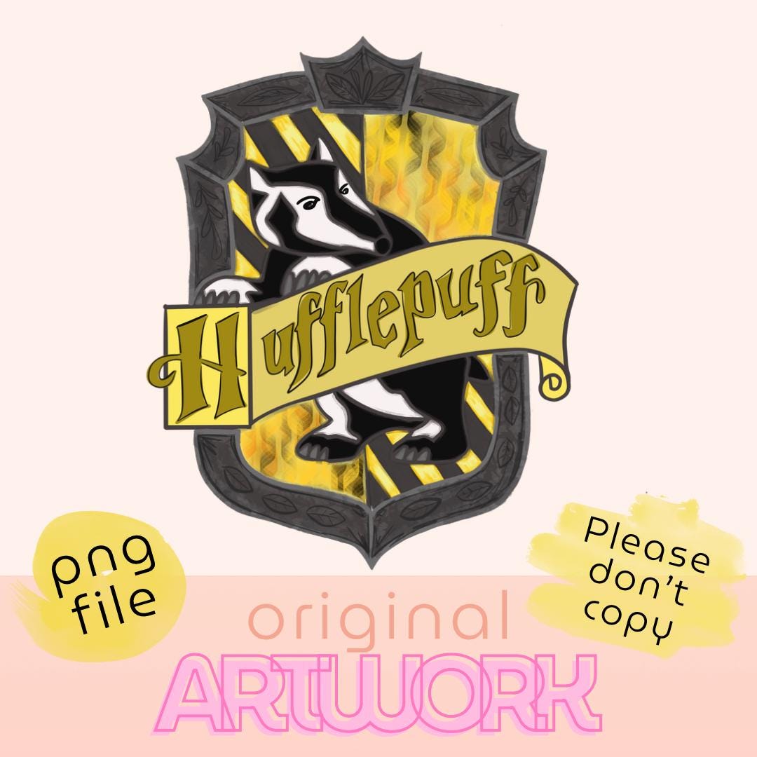 HP House Crest Black and Gold Huff PNG Decal for Shirts, Stickers, Cups ...