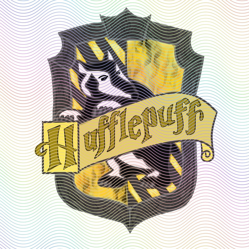 HP House Crest Black and Gold Huff PNG Decal for Shirts, Stickers, Cups ...