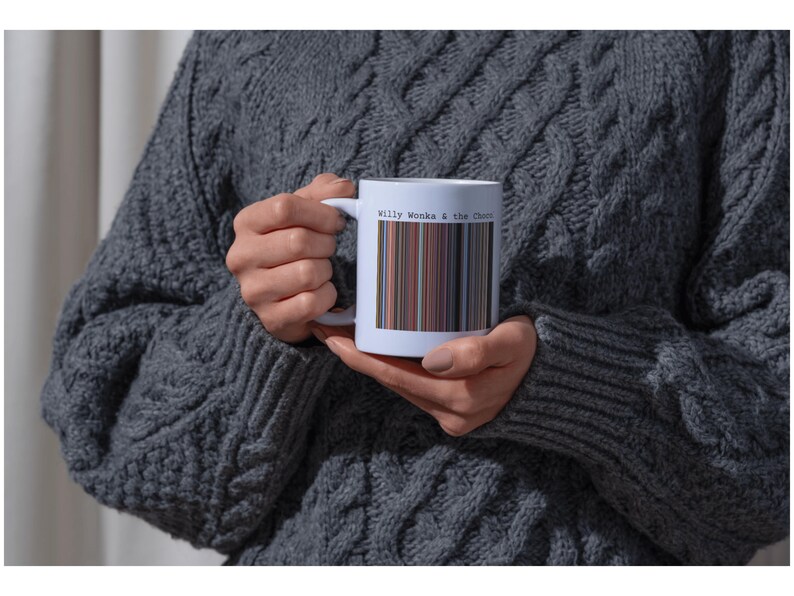 Willy Wonka & the Chocolate Factory Movie Barcode Mug, Minimalist Film ...